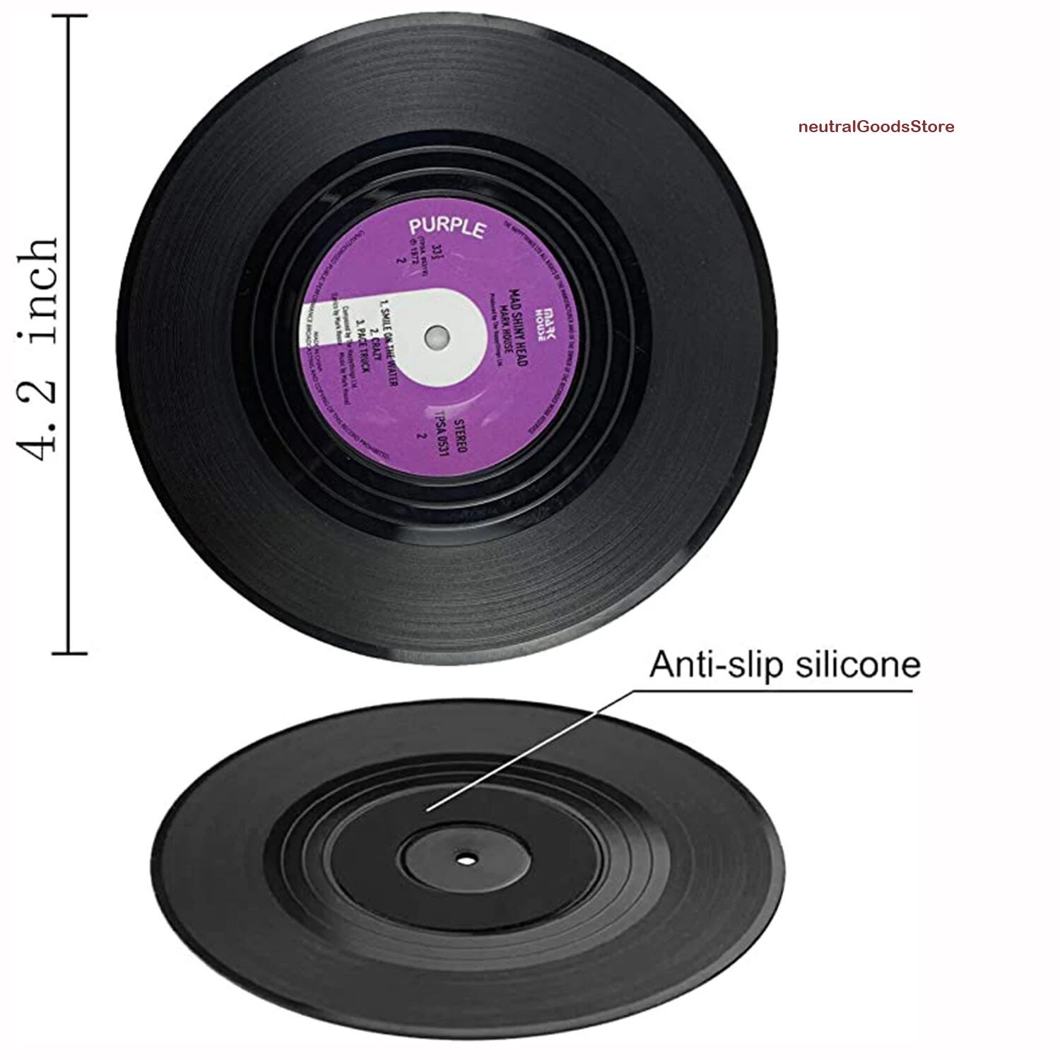 6pcs Retro Record Coasters With Holder Anti-slip Vinyl Disk Coasters - Etsy