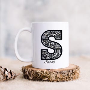 Personalized Initial S Mug, Initial Gift Name Coffee Cup, Letter S Cup ...