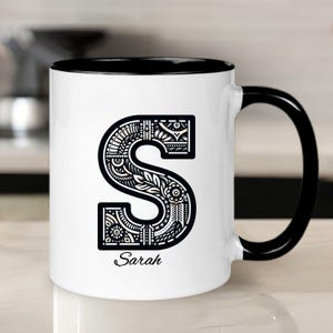 Personalized Initial S Mug, Initial Gift Name Coffee Cup, Letter S Cup ...