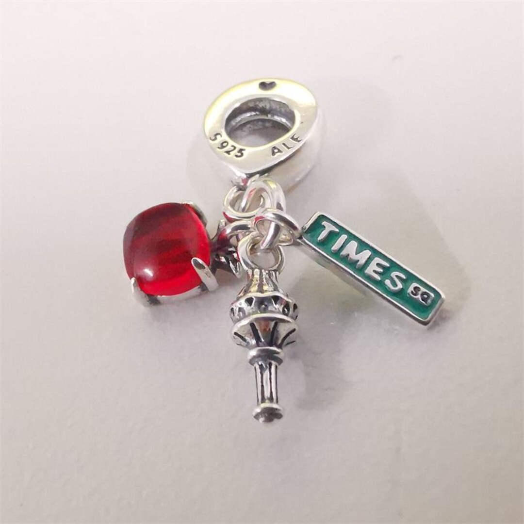 Pandora 925 Ale York Apple. Torch and Road Sign Charm Pendant - Etsy