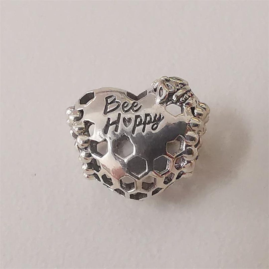 Pandora Bee Happy Honeycomb Heart Charm - Etsy