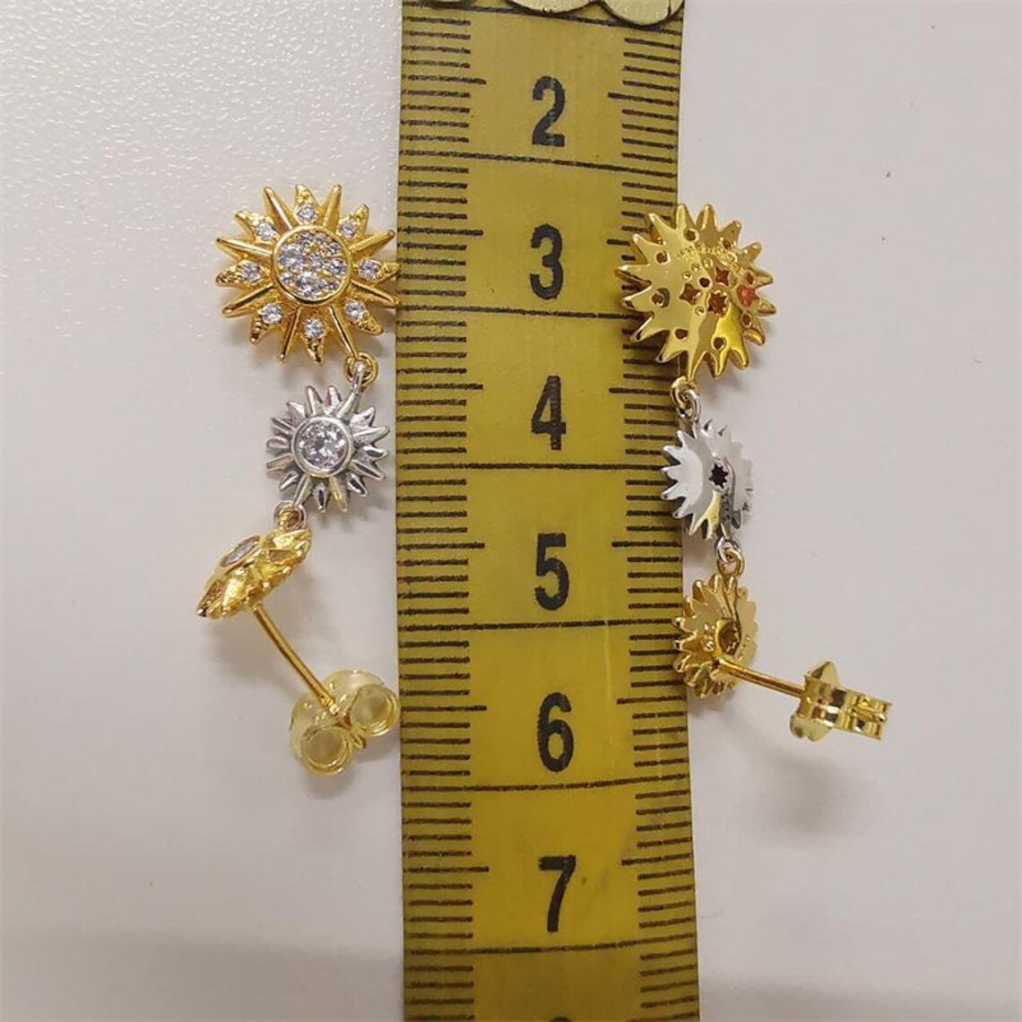 Pandora Two-tone Sparkling Triple Sun Drop Earrings - Etsy
