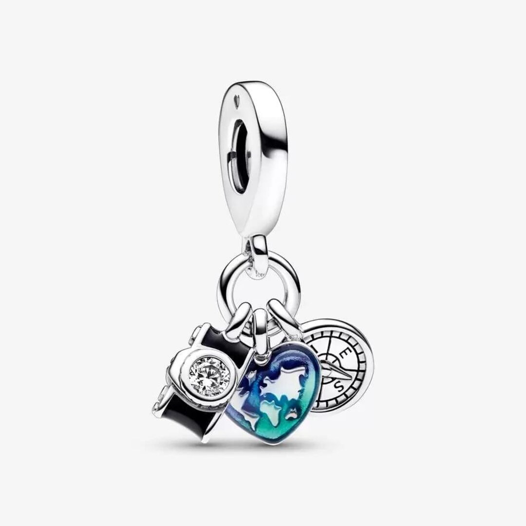 Pandora Camera, Heart & Compass Triple Dangle Charm - Etsy