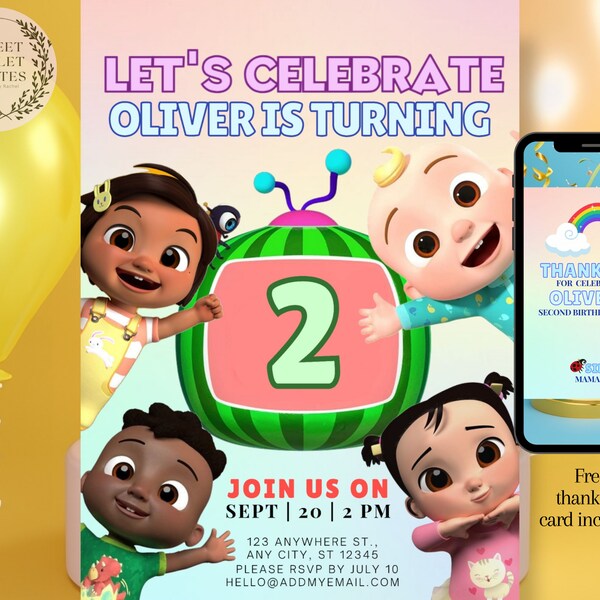 Cocomelon Invitation - Etsy