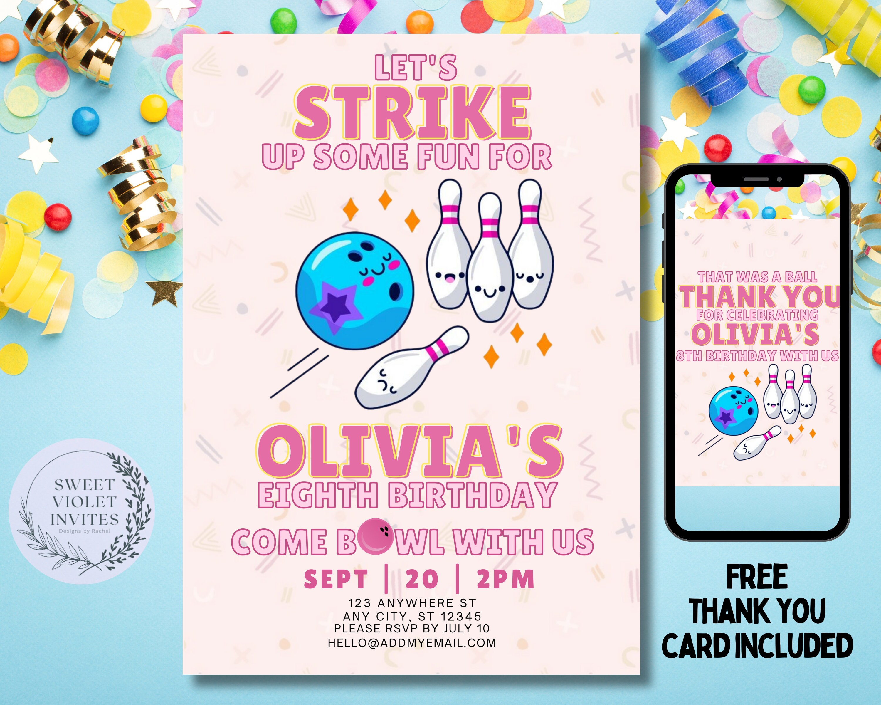 Bowling Birthday Party Invitation - Etsy