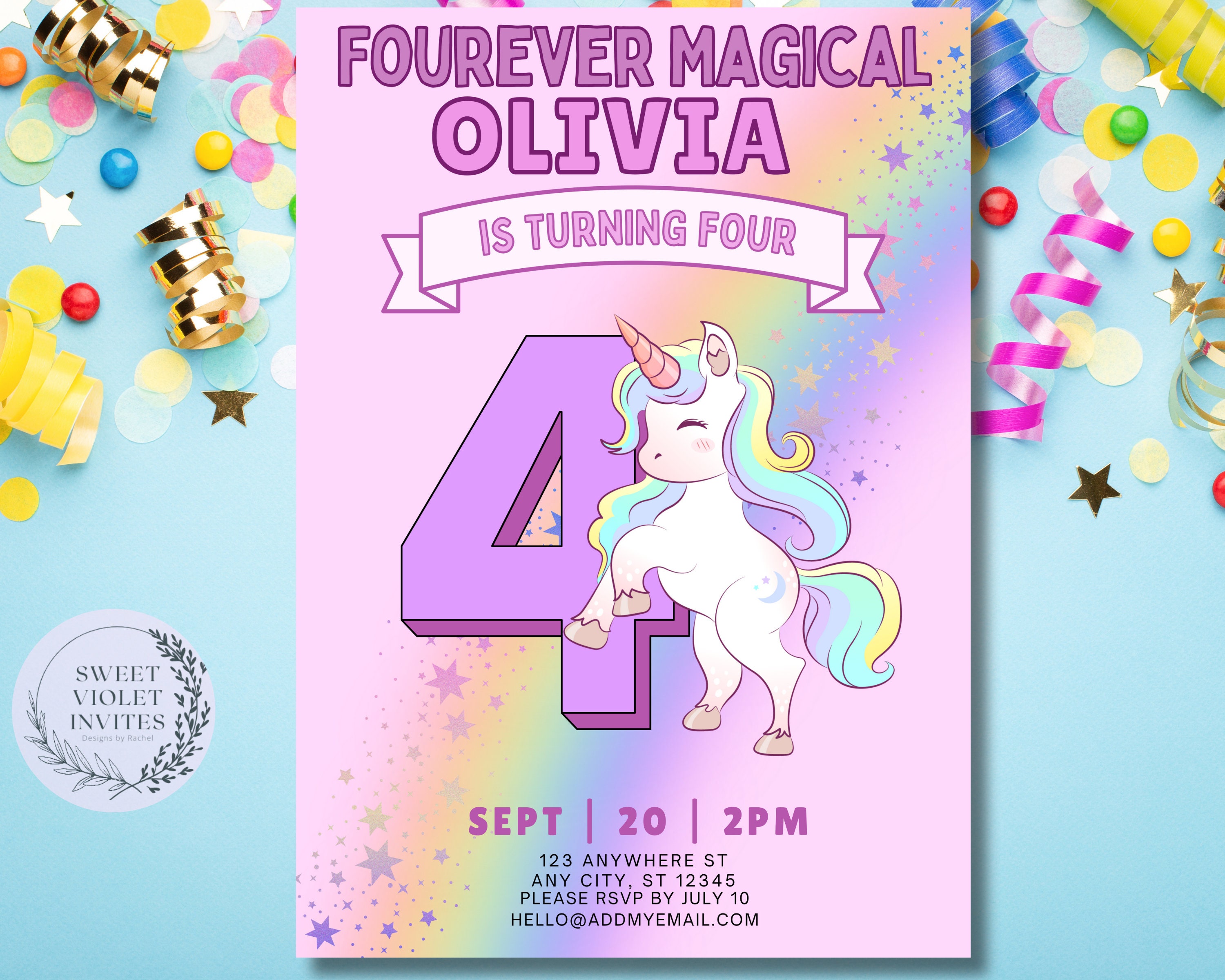 Fourever Magical Birthday Invitation - Etsy