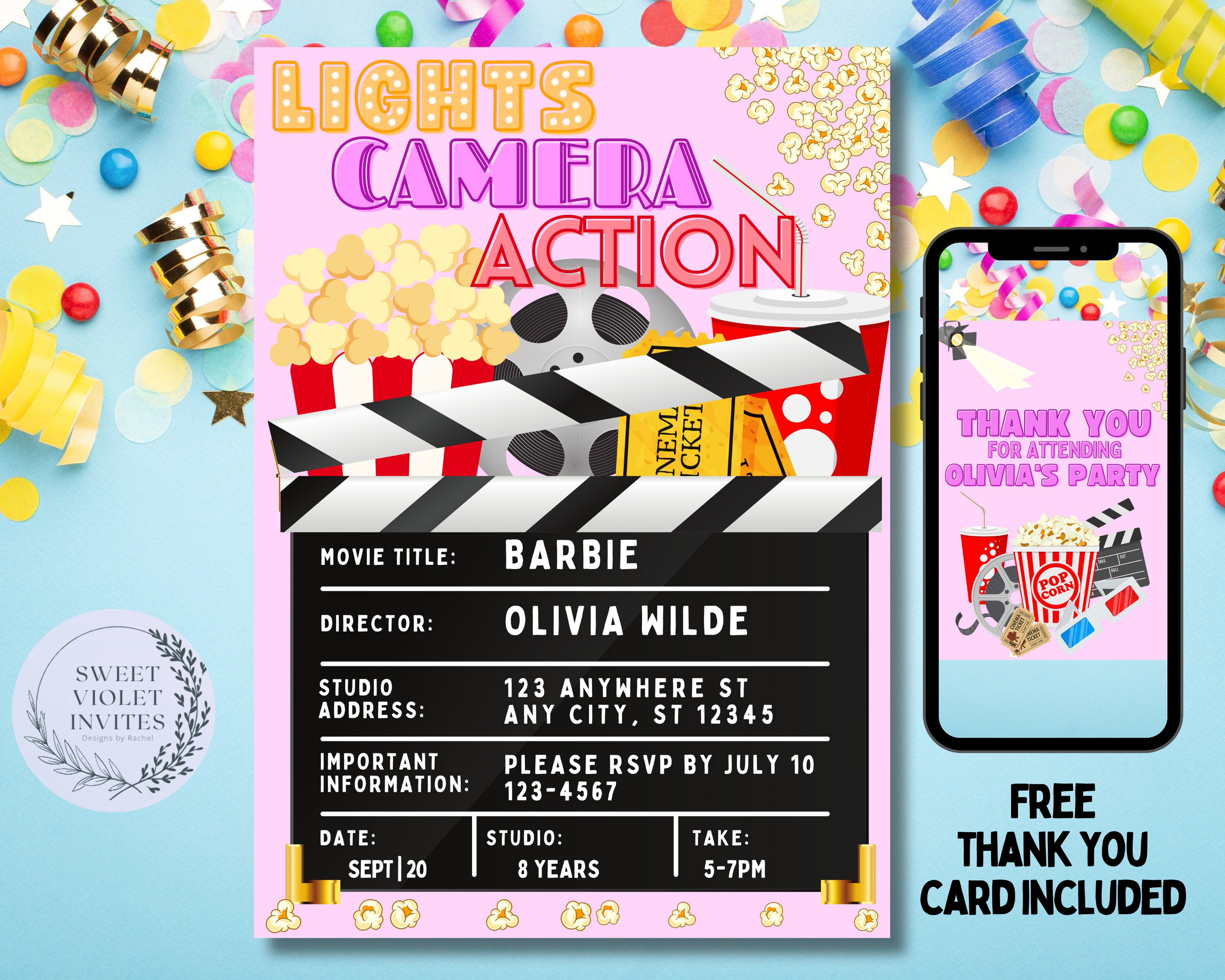 Movie Birthday Party Invitation - Etsy