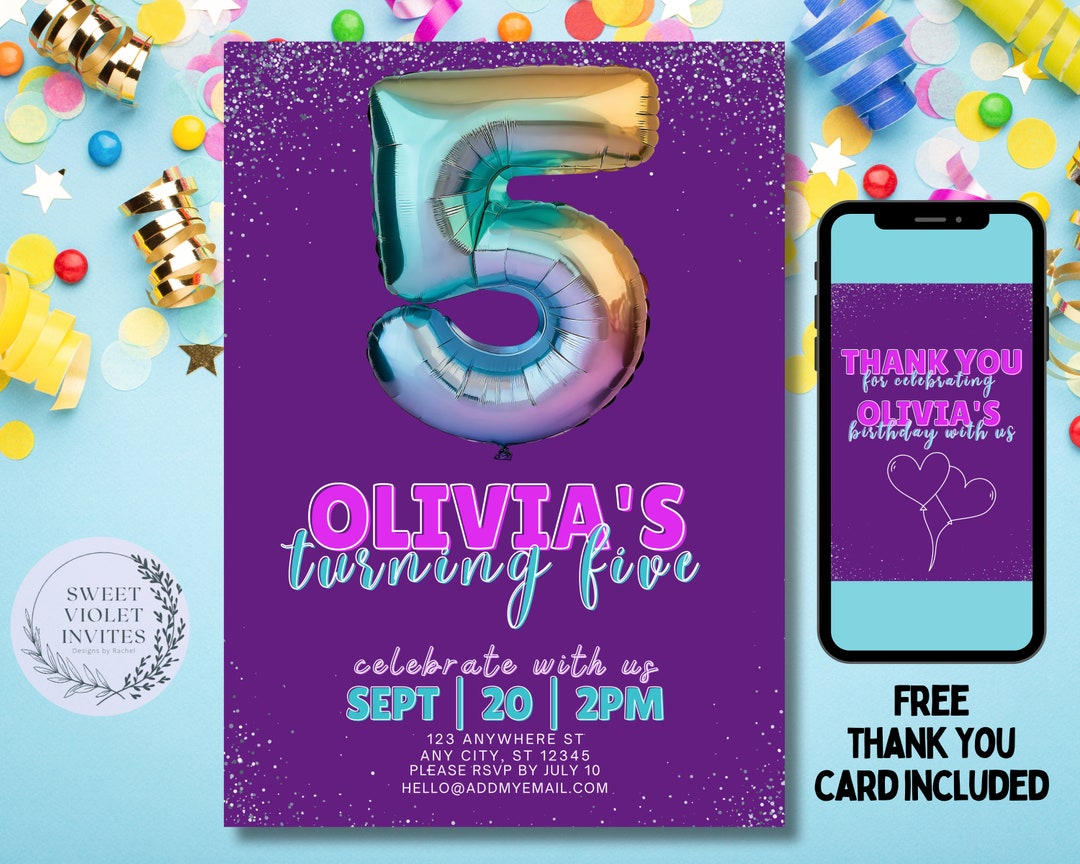 Fifth Birthday Party Invitation - Etsy