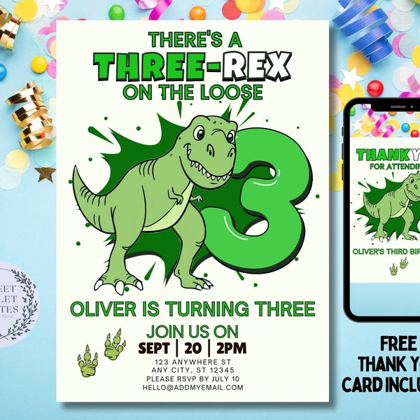 Three Rex Party - Etsy