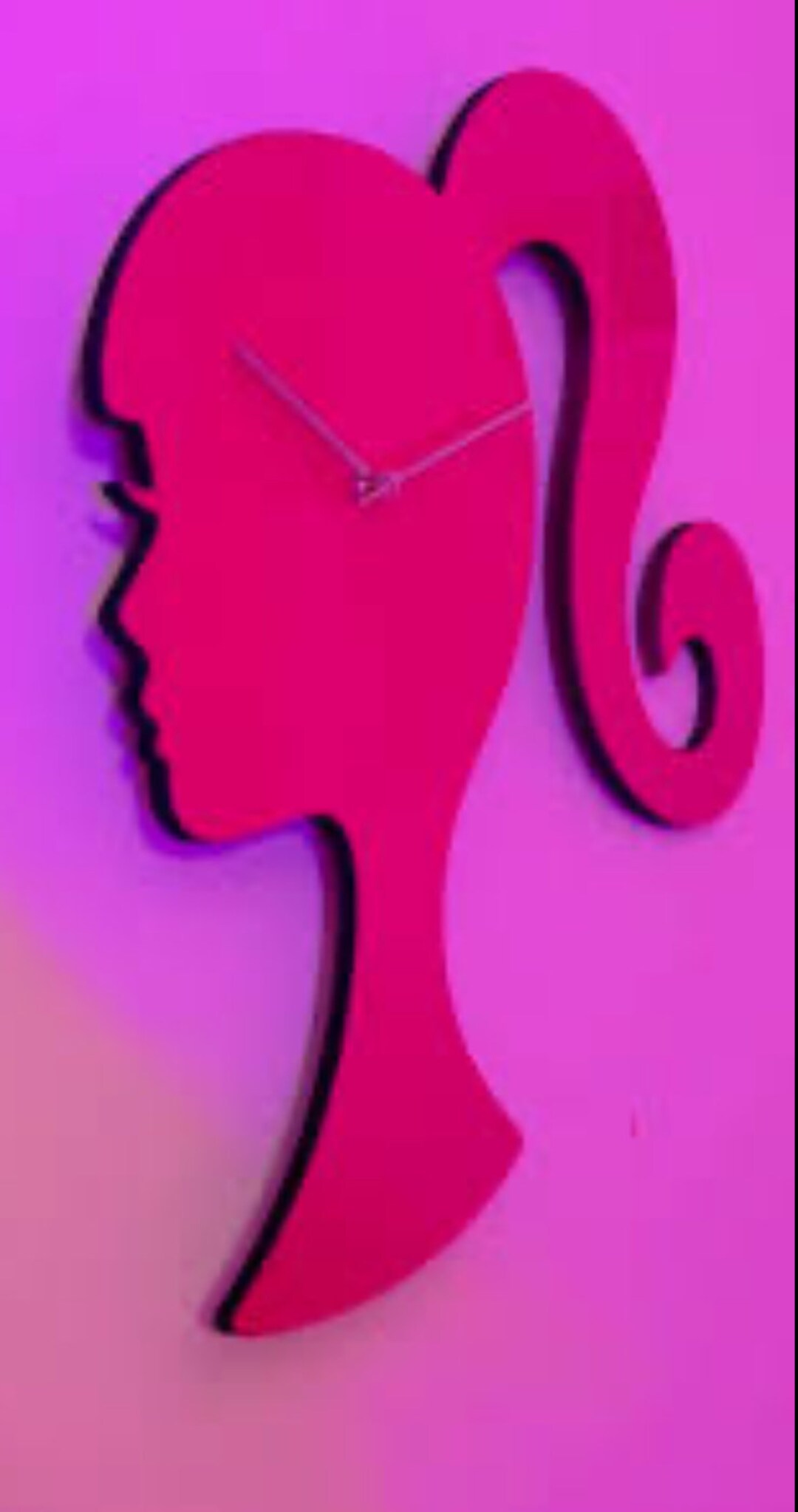 NEW LIMITED EDITION Mattel Barbie Silhouette Pink Wall Clock 18 in Box ...