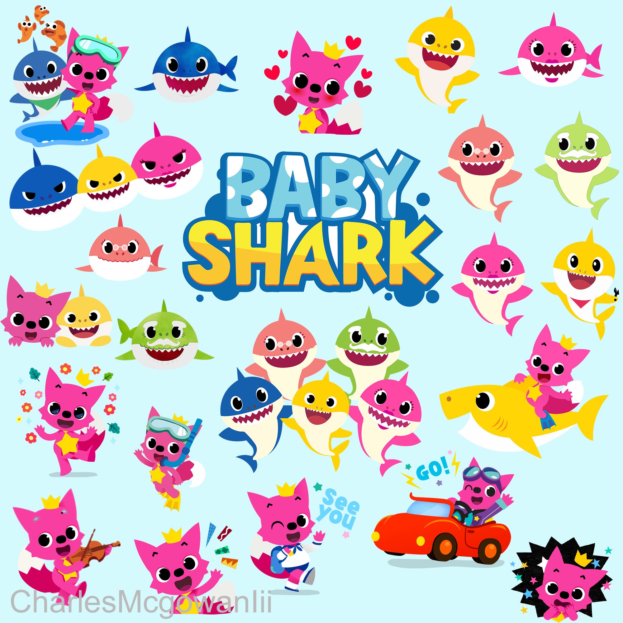 Baby Shark Bundle PNG, Birthday Shark Png, Layered Png, Cricut, Cut ...