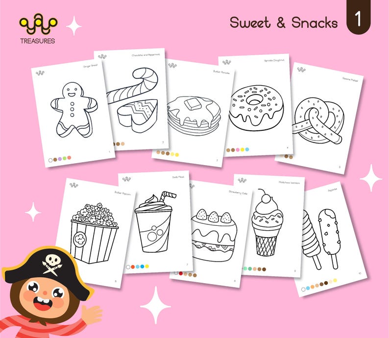 Cute Coloring Page Edition 1 (sweets & Snacks) Creative Activity - Etsy