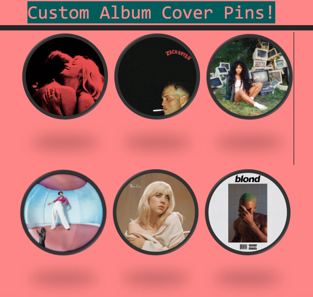 Album Cover Pins 1.5 Custom Music Album Pins for Backpacks Music Pin ...