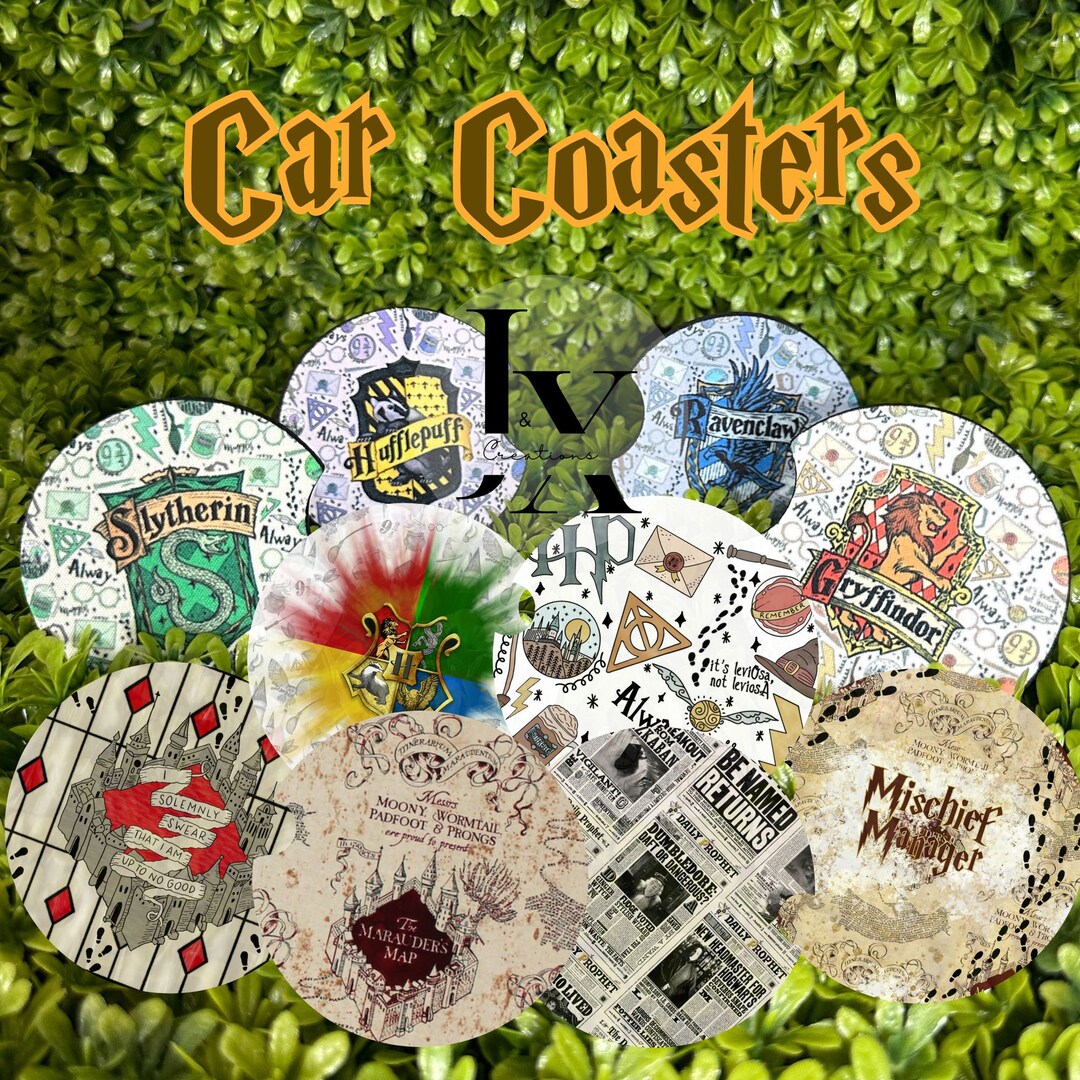 Wizard School of Magic Inspired Fan Art Neoprene Car Coaster Setset of ...