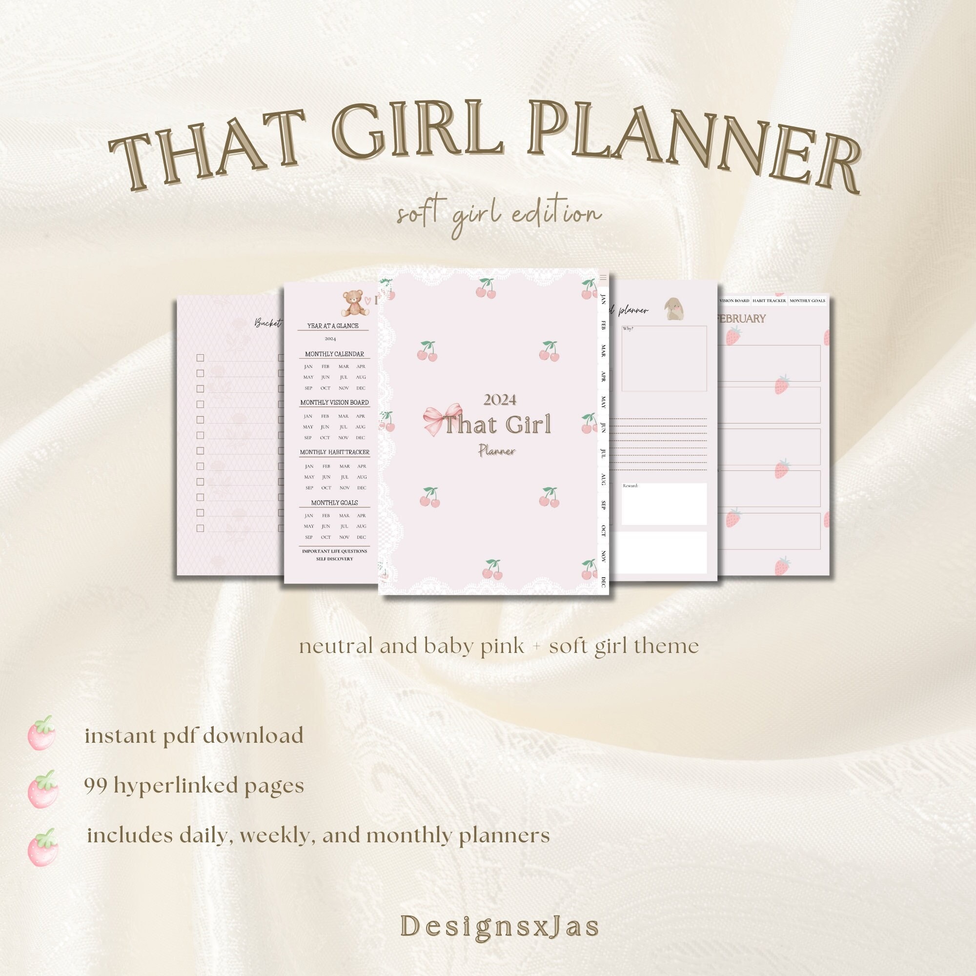 THAT Girl Coquette Planner 2024 | Digital Edition | Soft and Clean Girl ...