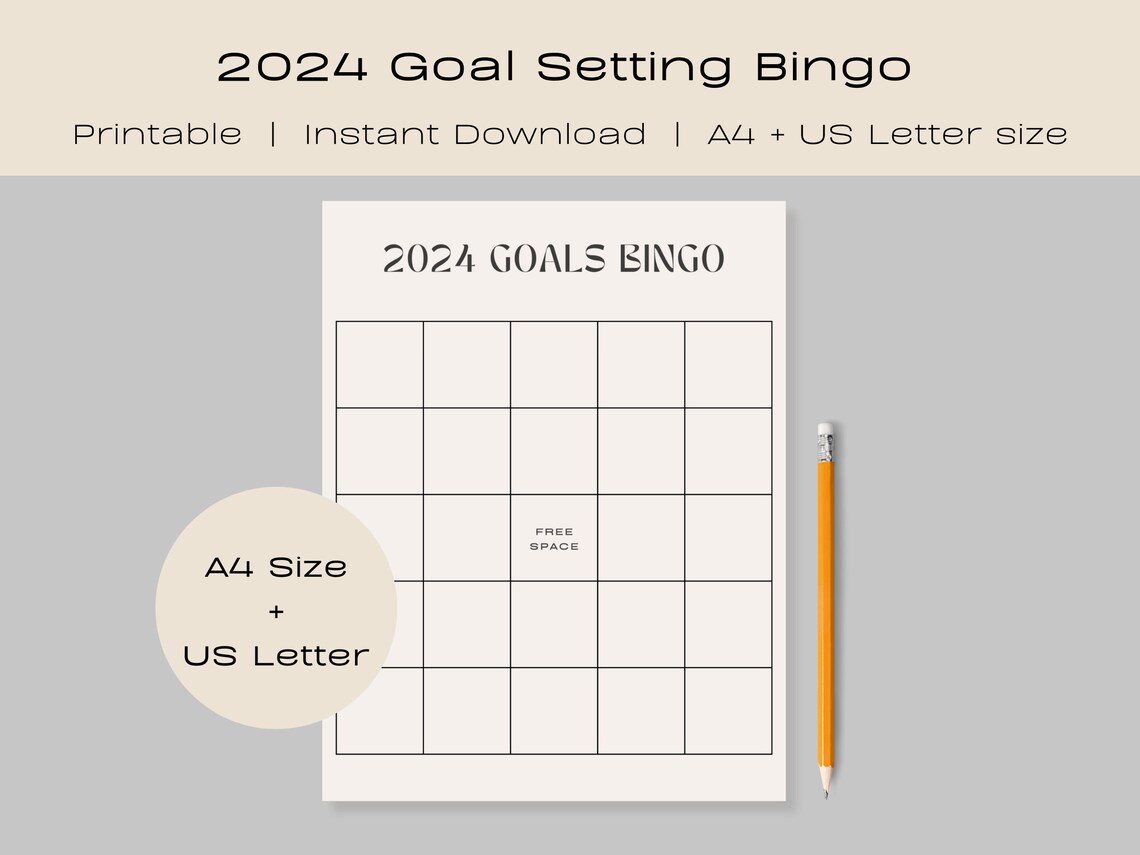 2024 Goal Setting Bingo | Instant Download, Printable, A4 Size & US ...