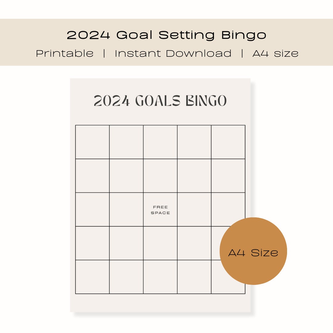 2024 Goal Setting Bingo Instant Download Printable A4 Size Vision Board Activity Manifest Your ...