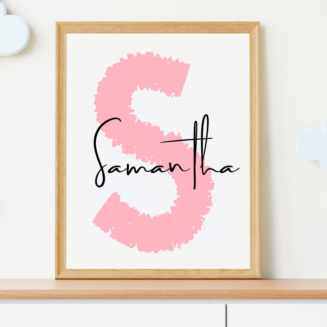Custom Initial Printable Name Sign for Playroom, Personalized Initial ...