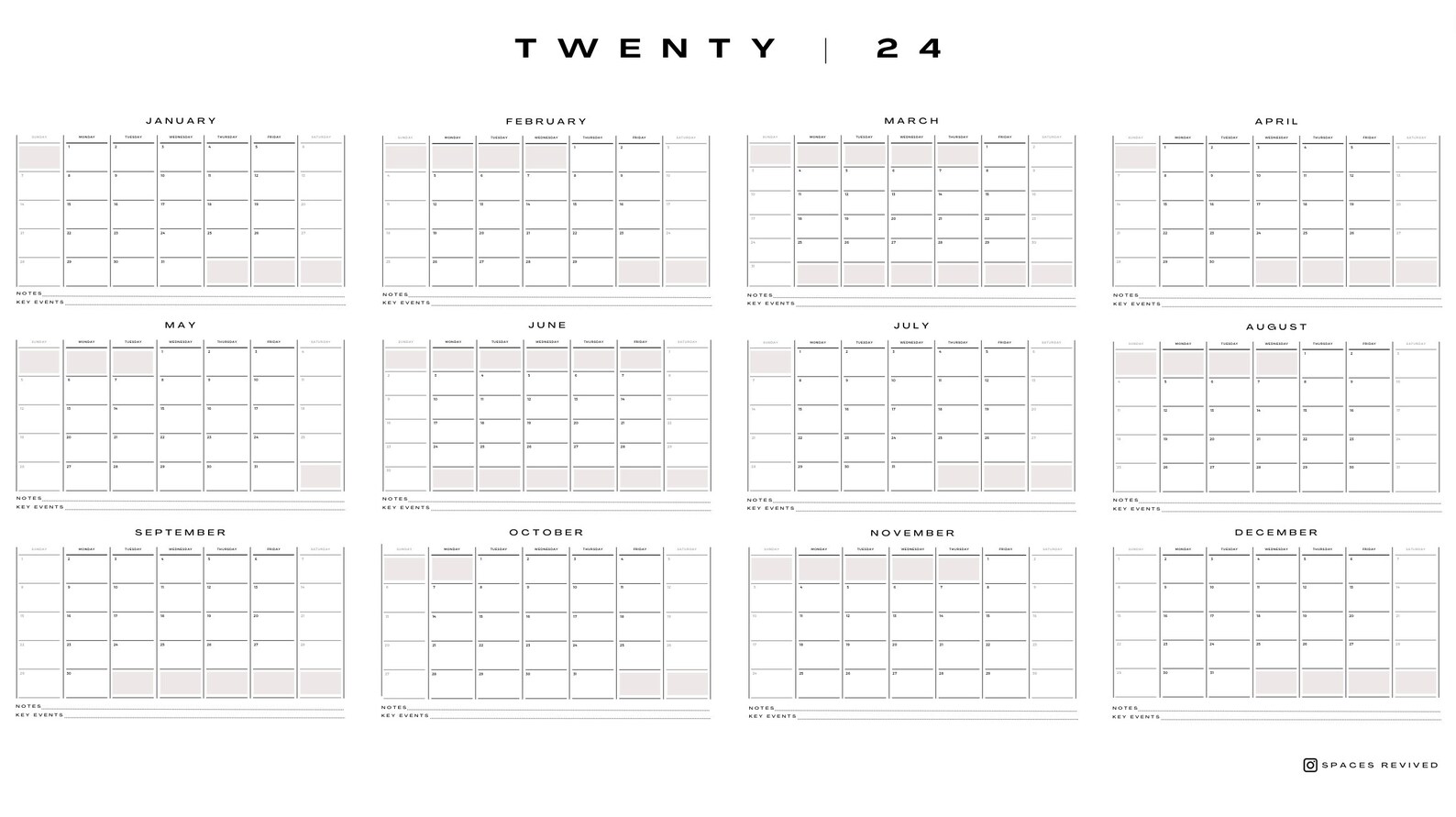 Printable Large 2024 Wall Calendar | 2024 Large Wall Planner | Annual ...