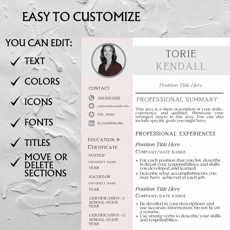 Professional Resume Template, Executive Resume Template, Minimalist ...