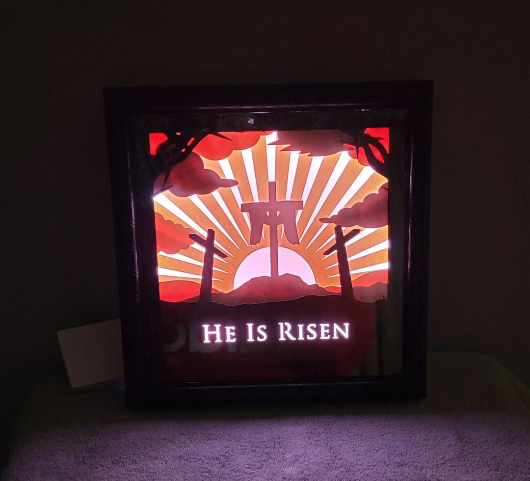 Easter Cross Lighted Shadow Box - Etsy