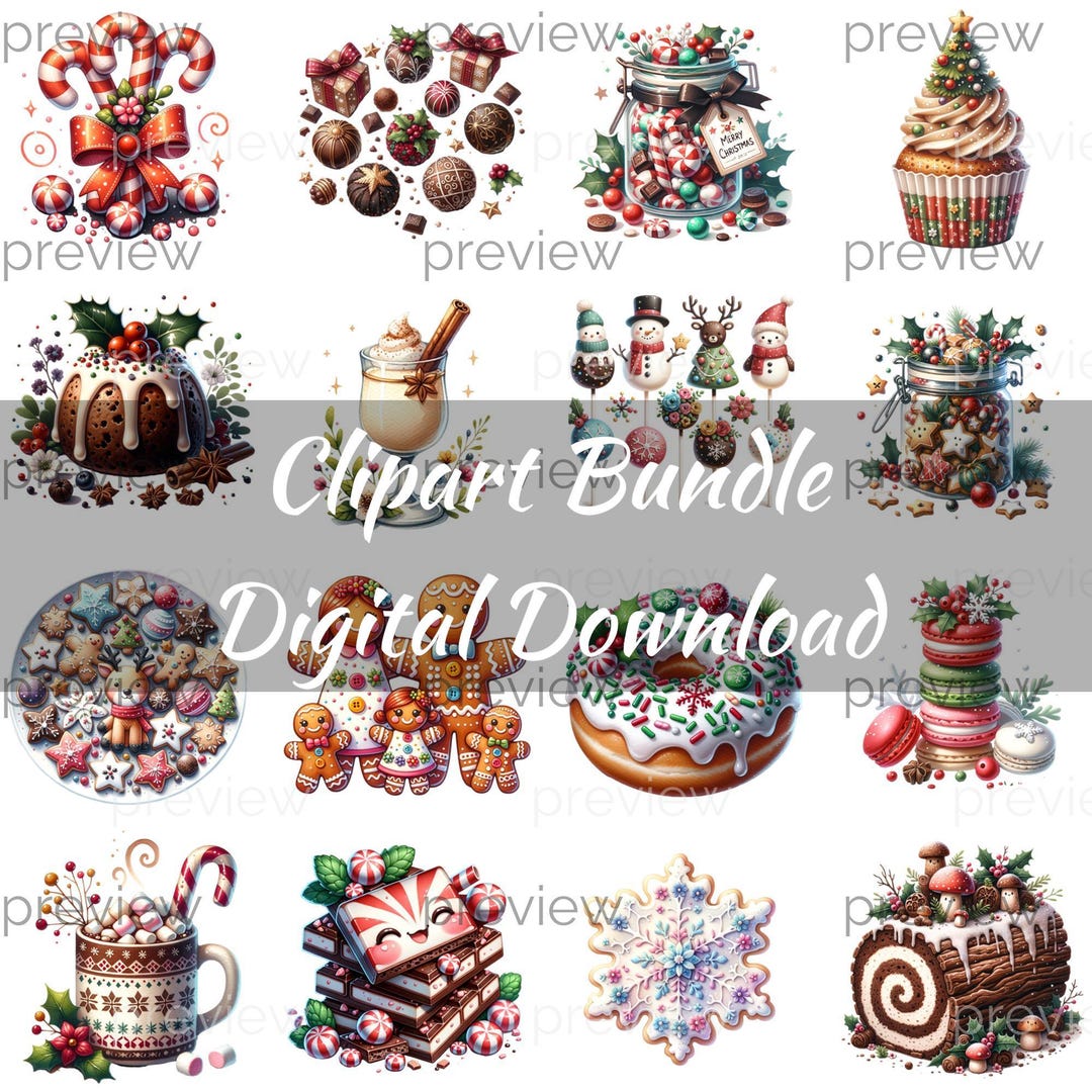 Christmas Treats Clipart, Cupcake Clipart, Christmas Png, Christmas ...
