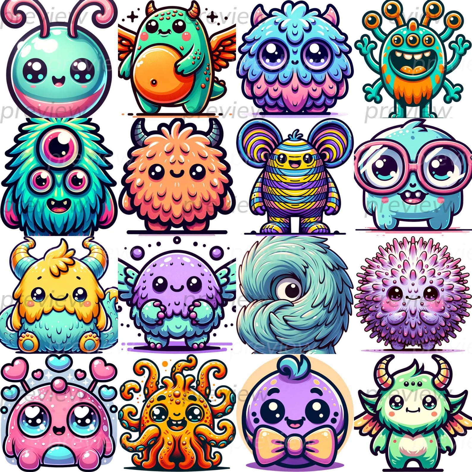 Cute Monsters Clipart, Cute Monster Png, Monsters Clipart, Png Bundle ...