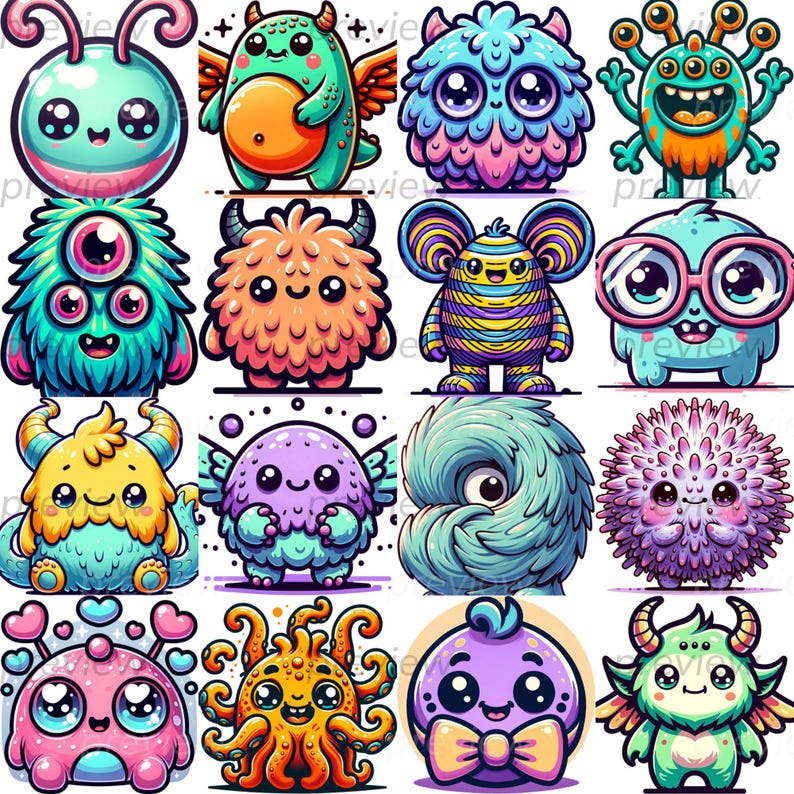 Cute Monsters Clipart, Cute Monster Png, Monsters Clipart, Png Bundle ...