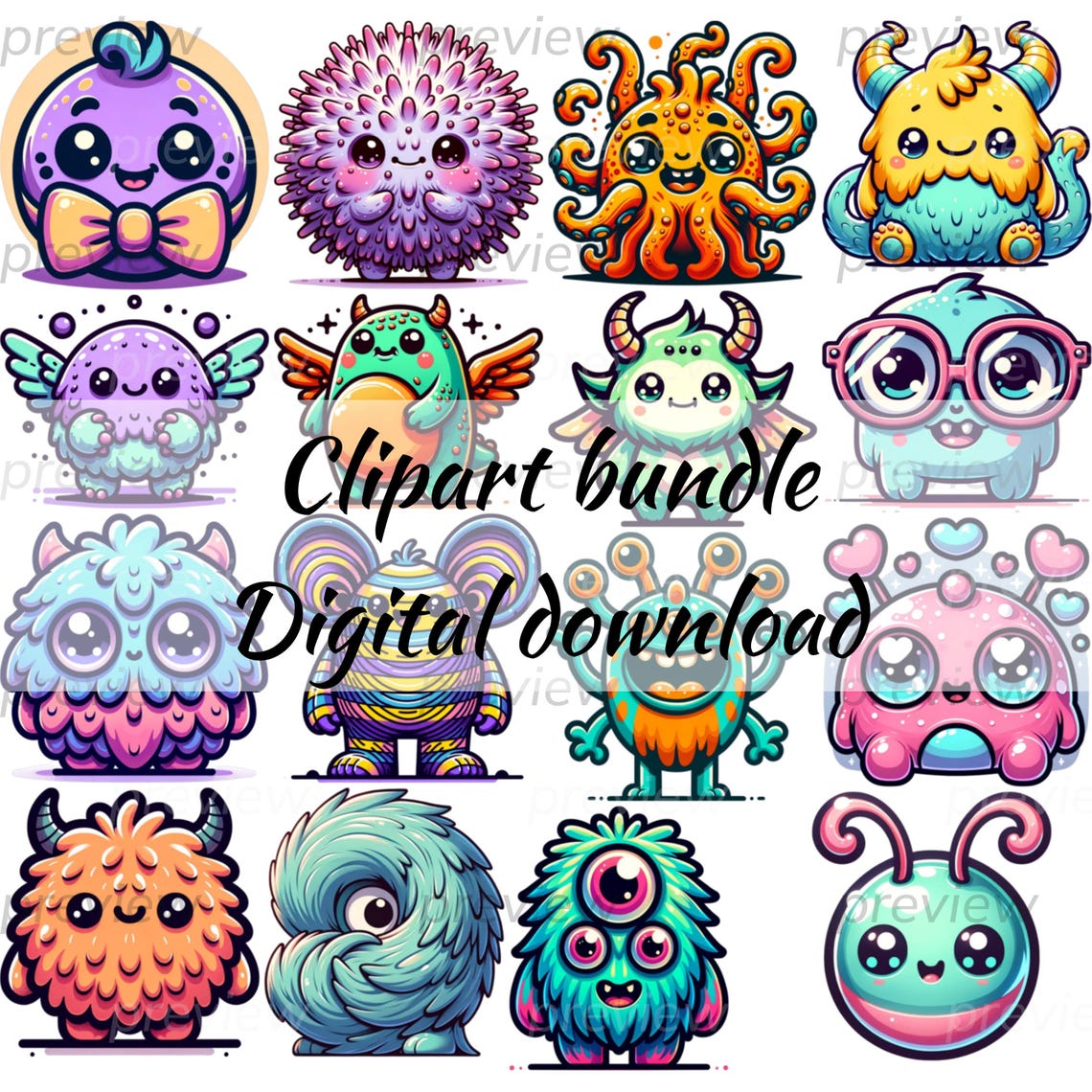 Cute Monsters Clipart, Cute Monster Png, Monsters Clipart, Png Bundle ...
