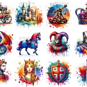 Medieval Times Clipart, Watercolor Clipart, Printable Clipart, Clipart ...