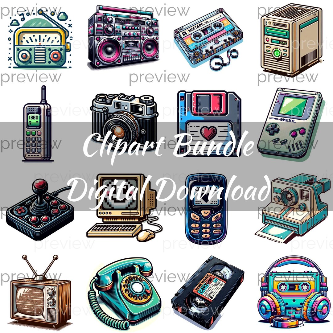 80s Retro Tech Clipart Bundle: Vintage Gadgets (digital Download) - Etsy