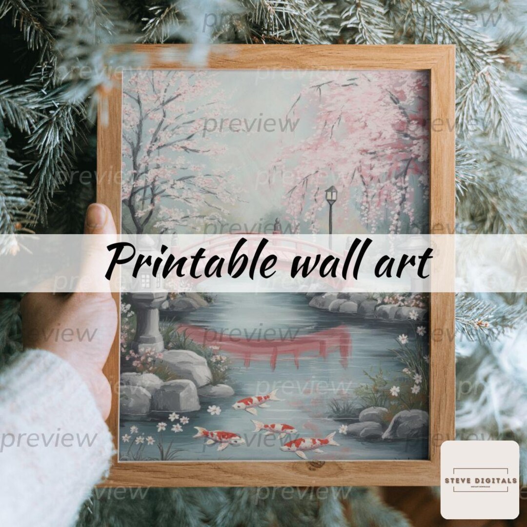 Japanese Garden Wall Art, Japanese Art, Printable Wall Art, Home Decor ...