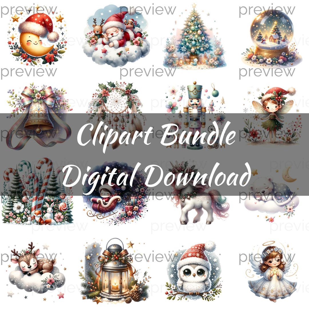 Dreamy Christmas Clipart Bundle: Winter PNG Graphics (digital Download ...