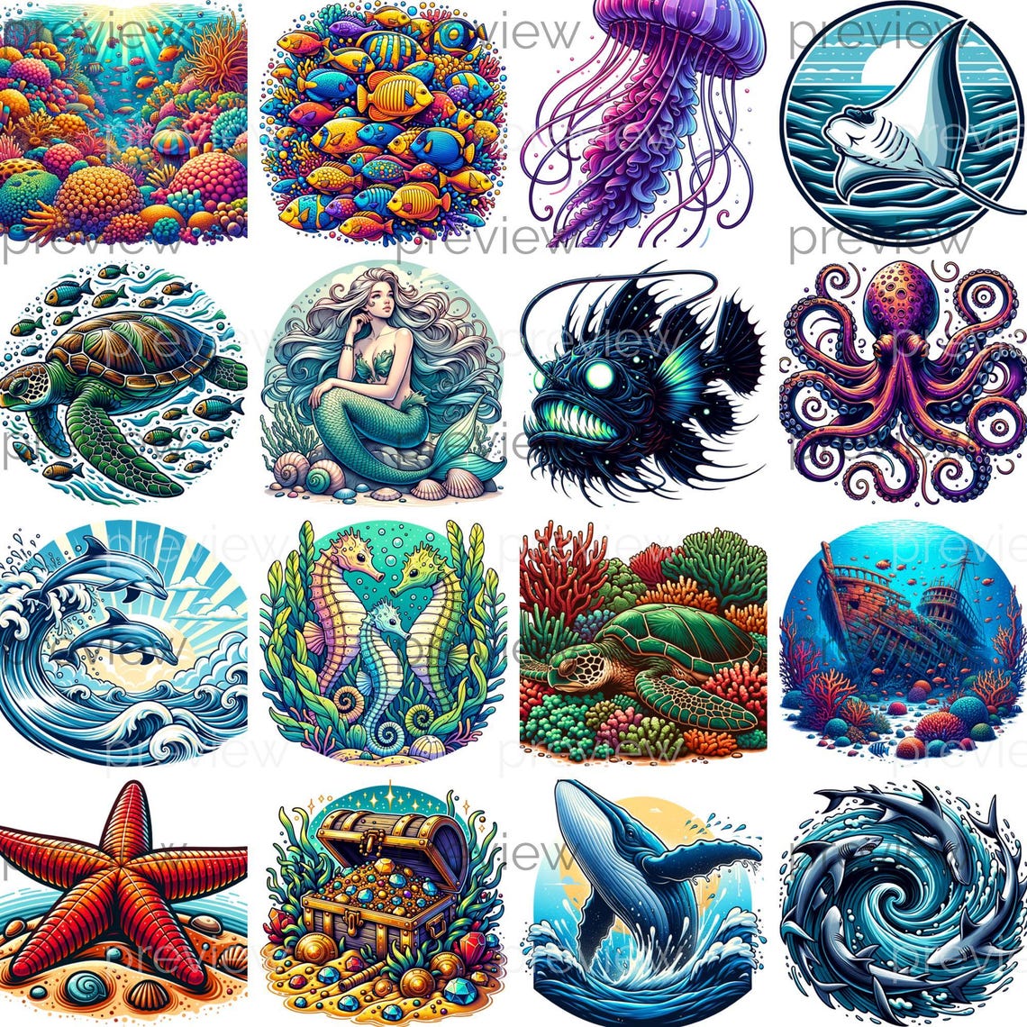 Underwater Clipart, Under the Sea Clipart, Sea Life Clipart, Ocean ...