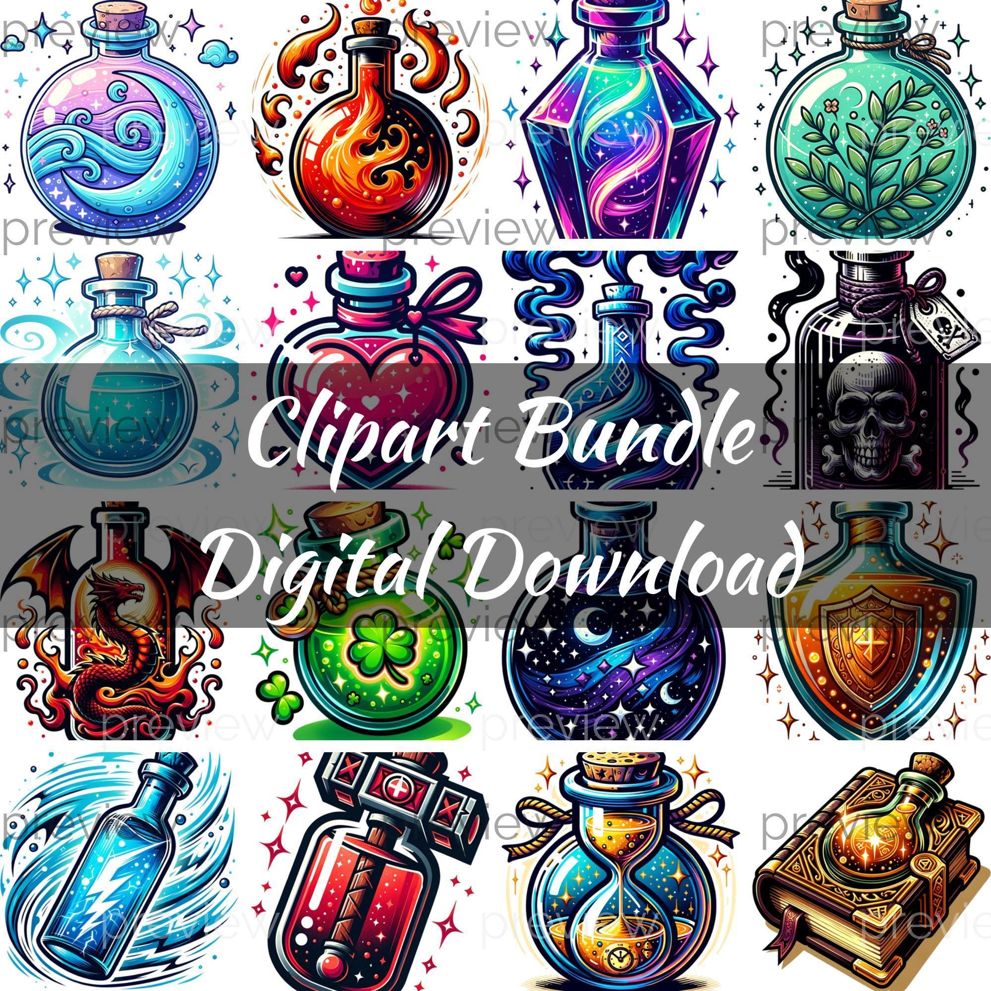 Magical Potions Clipart, Potion Bottles, Magical Clipart, Png Clipart ...