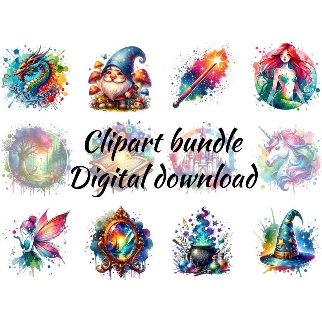 Watercolor Fairytale Clipart Bundle: Magical Art (digital Download) - Etsy