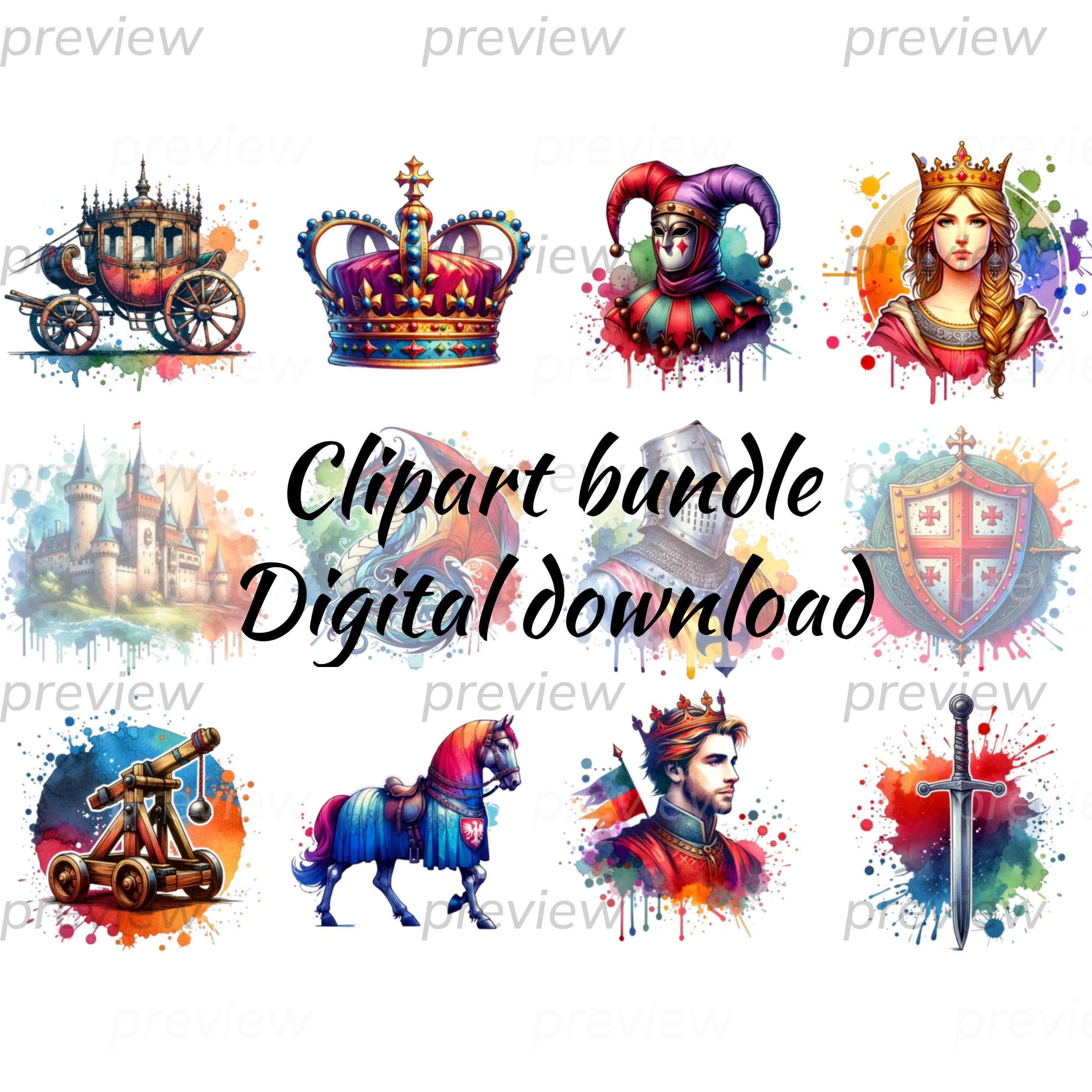 Medieval Times Clipart, Watercolor Clipart, Printable Clipart, Clipart ...