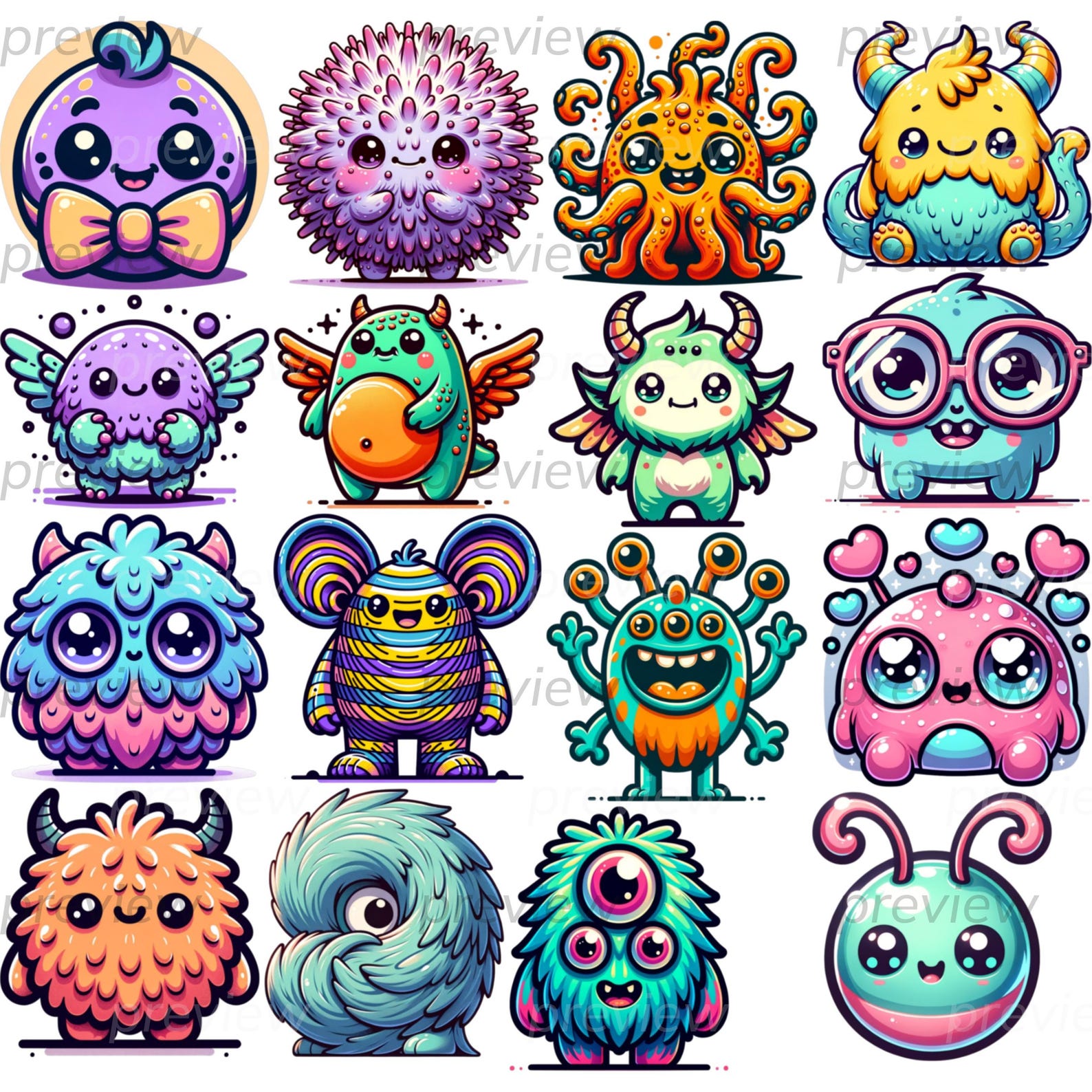 Cute Monsters Clipart, Cute Monster Png, Monsters Clipart, Png Bundle ...