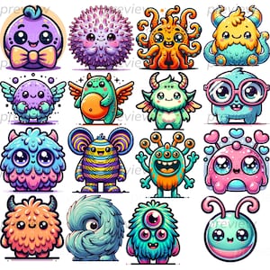 Cute Monsters Clipart, Cute Monster Png, Monsters Clipart, Png Bundle ...