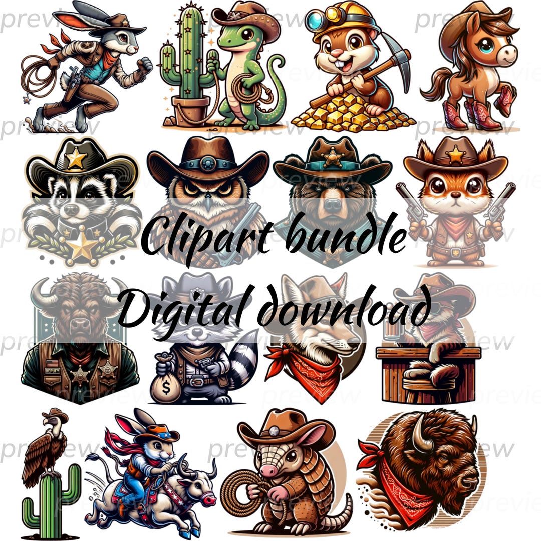 Wild West Animals Clipart, Western Clipart, Wild West Clipart, Clipart ...