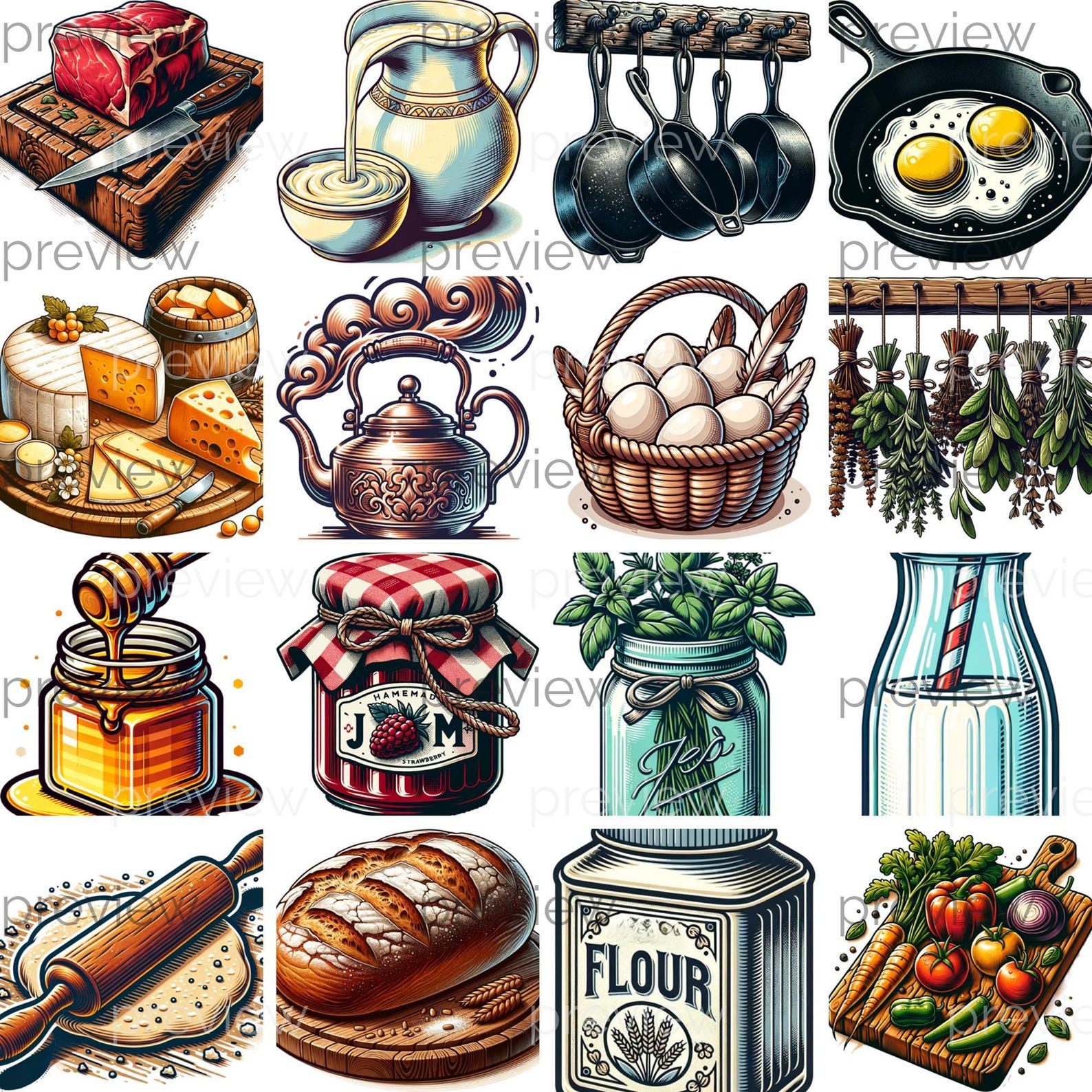 Farmhouse Kitchen Clipart, Rustic Kitchen, Png Clipart, Cooking Clipart ...