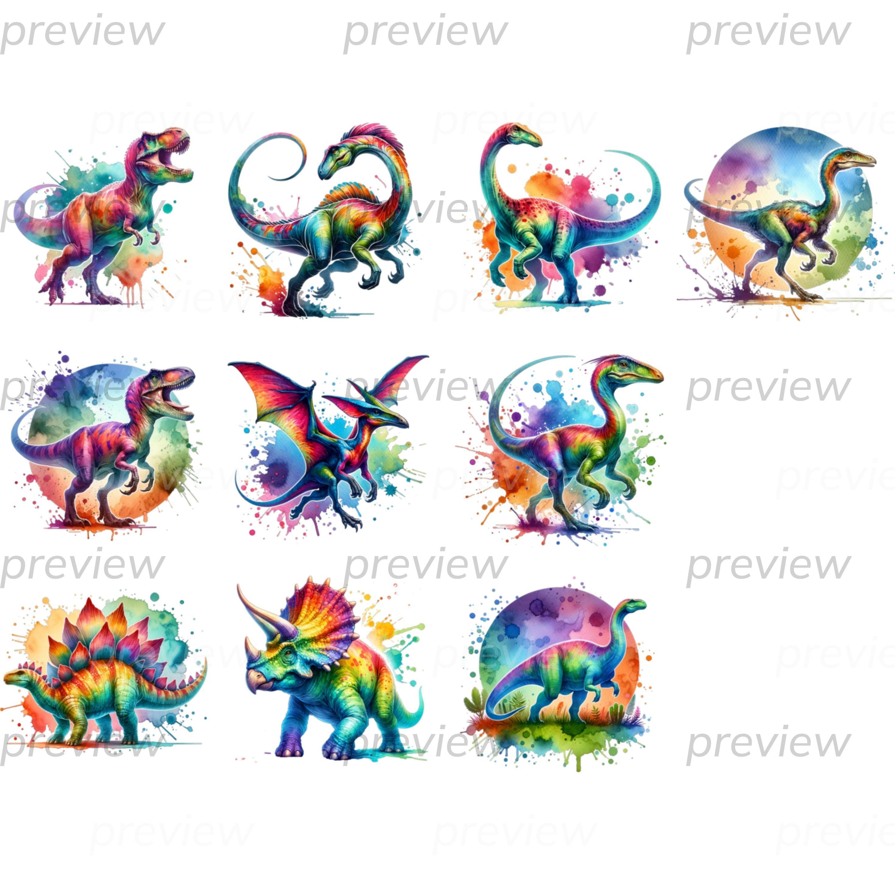 Dinosaur Watercolor Clipart, Dino Clipart, Cute Dinosaurs, Dinosaur ...