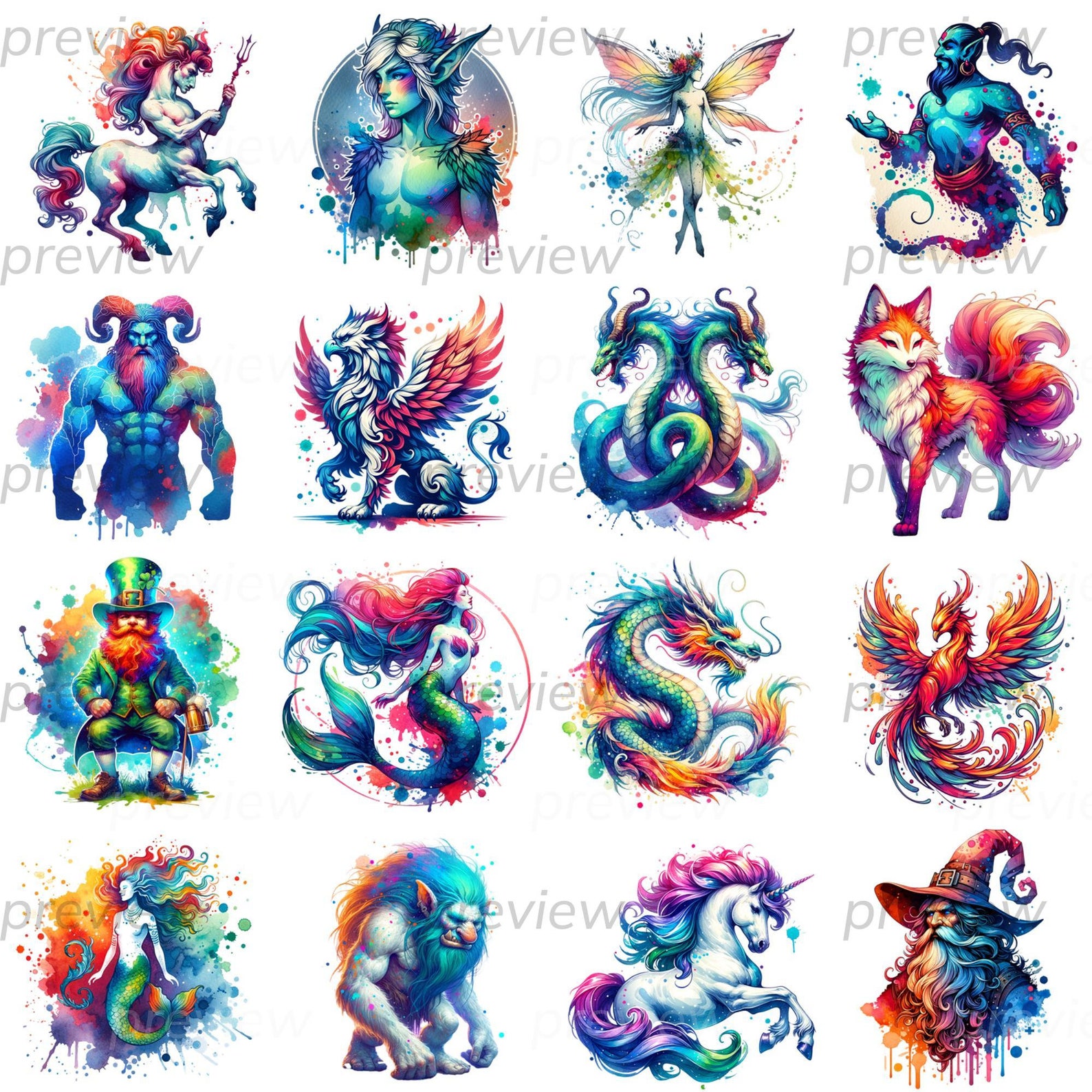 Watercolor Mythical Creatures Clipart Bundle (digital Download) - Etsy