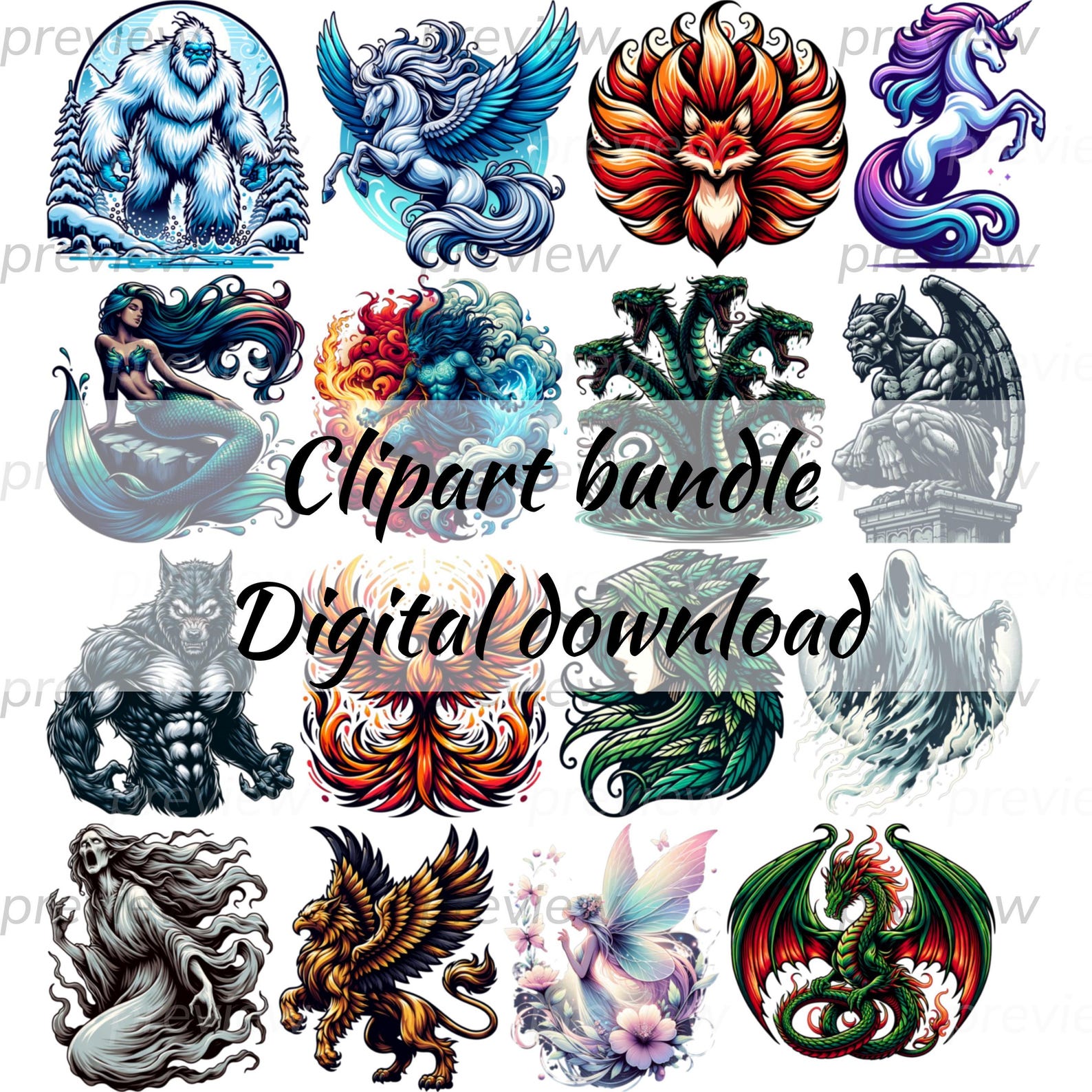 Fantasy Creatures Clipart, Fantasy Creatures, Mythical Creatures ...