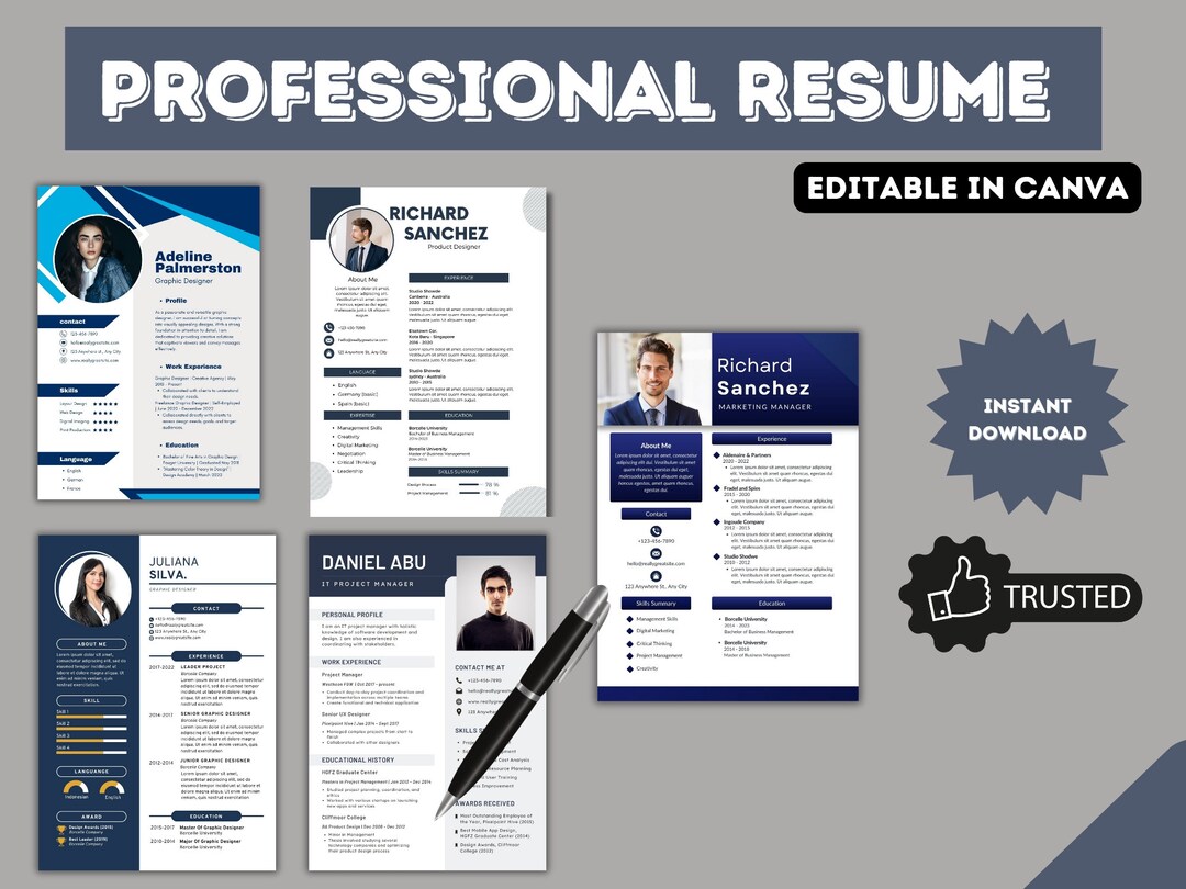 Professional Resume Template, CV Template, Executive Resume Template ...