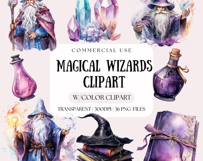 Watercolor Wicked Witch Clipart Set,magic,wizard,school of Wizardry ...