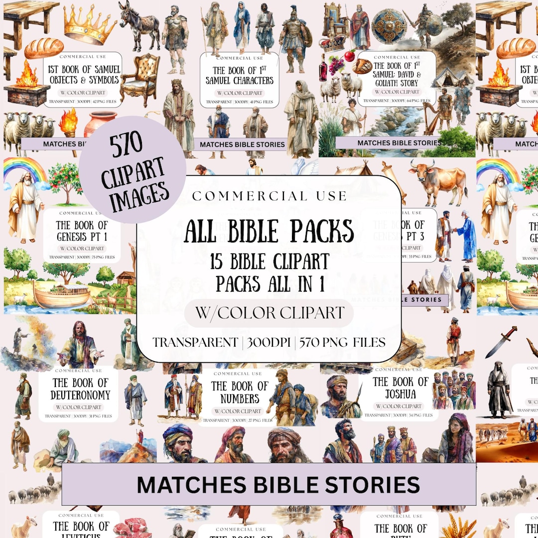 Bible Clipart Bundle | Watercolor Christian Illustrations (digital ...
