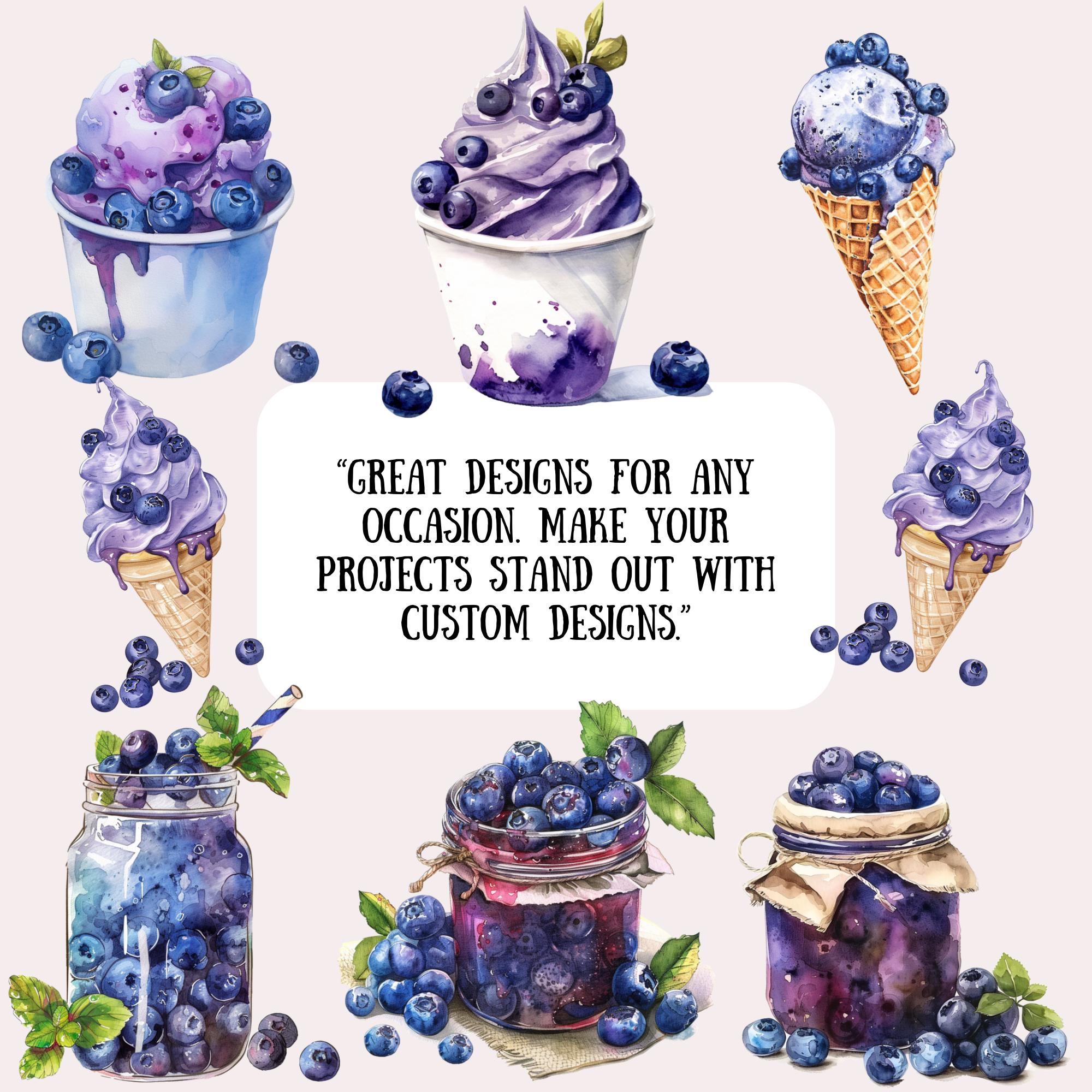 Watercolor Blueberries Clipart | Fruit Clipart | Vibrant Summer Png ...