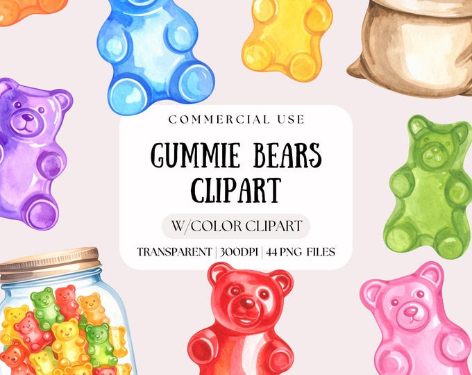 Watercolor Candy Clipart | Rainbow Sweets Clip Art - Chocolates, Gummy ...