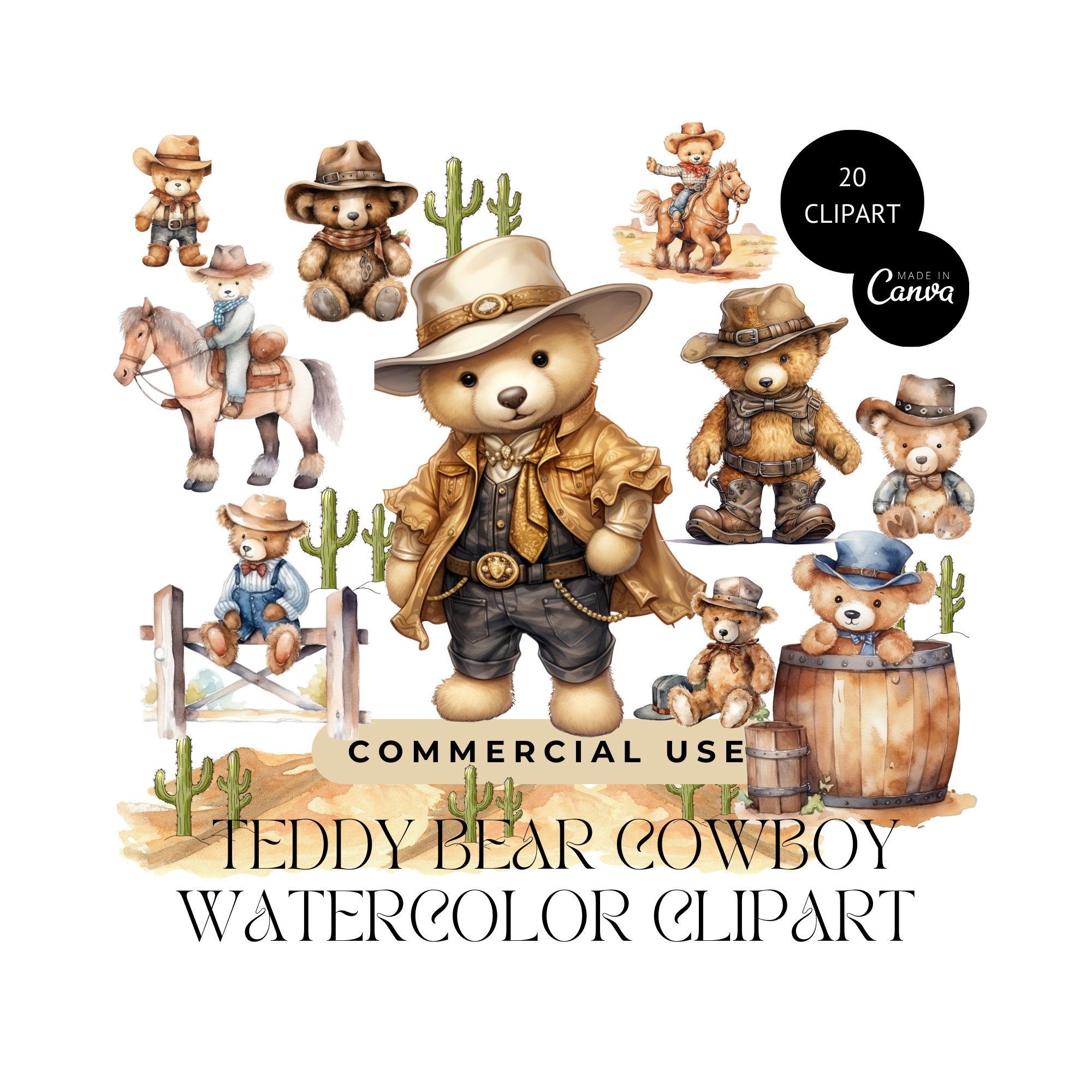 Cowboy Teddy Bear Clipart Cute Teddy Bears Cowboy Png Commercial Use ...